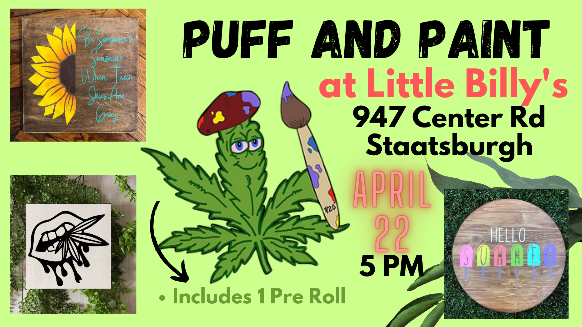 Event: Puff and Paint at Little Billy's : Cup-Corks and Canvas