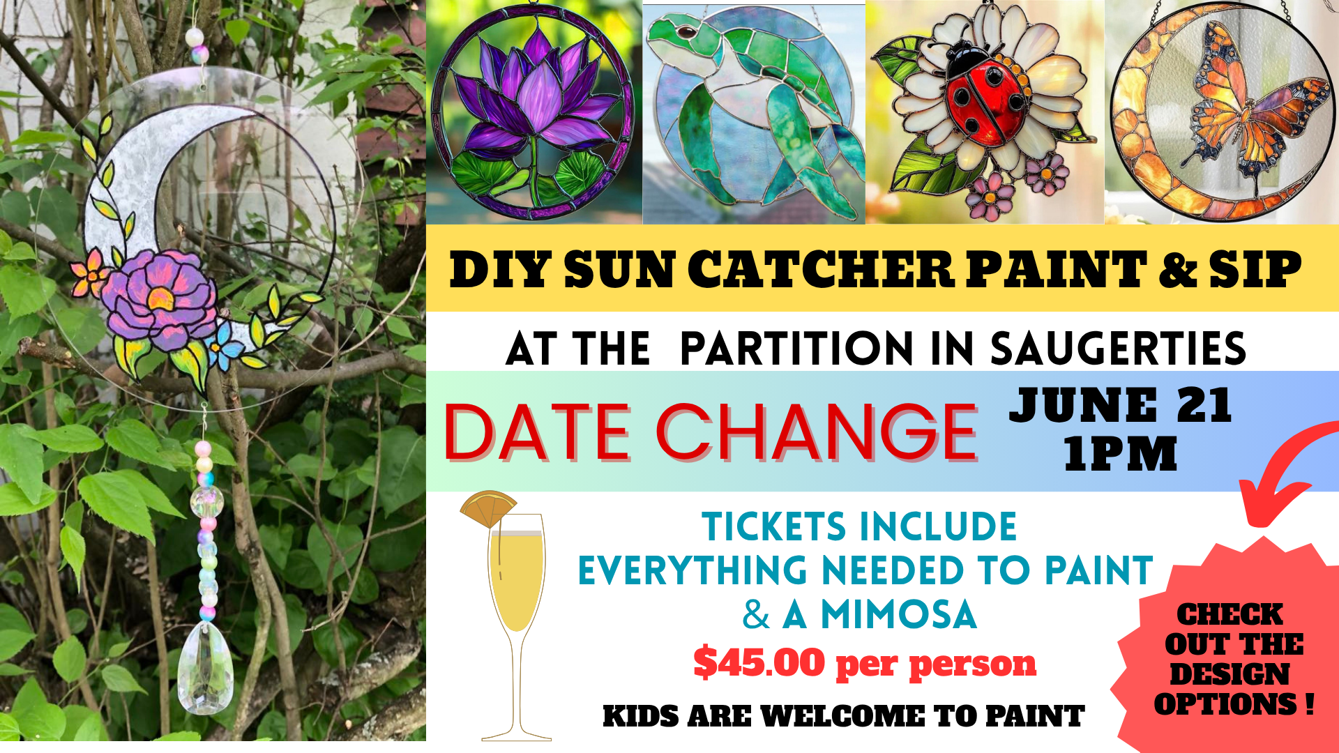 Event: DIY SUN CATCHER PAINT & SIP at The Partition : Cup-Corks and Canvas